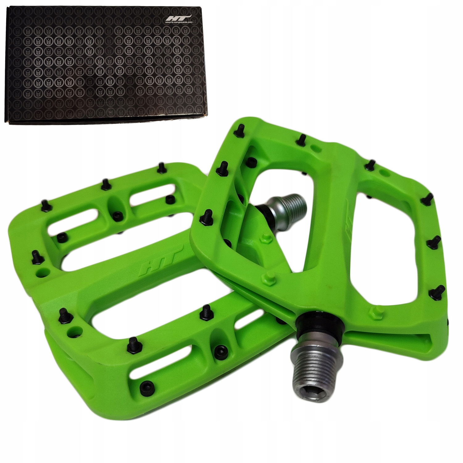 DUŻE Pedały Rowerowe Platformowe HT PA03A - Green # Dirt Pump Track MTB ...