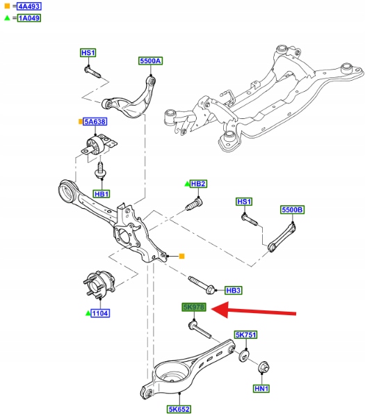 Ford OE 1 377 452 śruba zaciskowa, wahacz wleczony / prowadzący ...