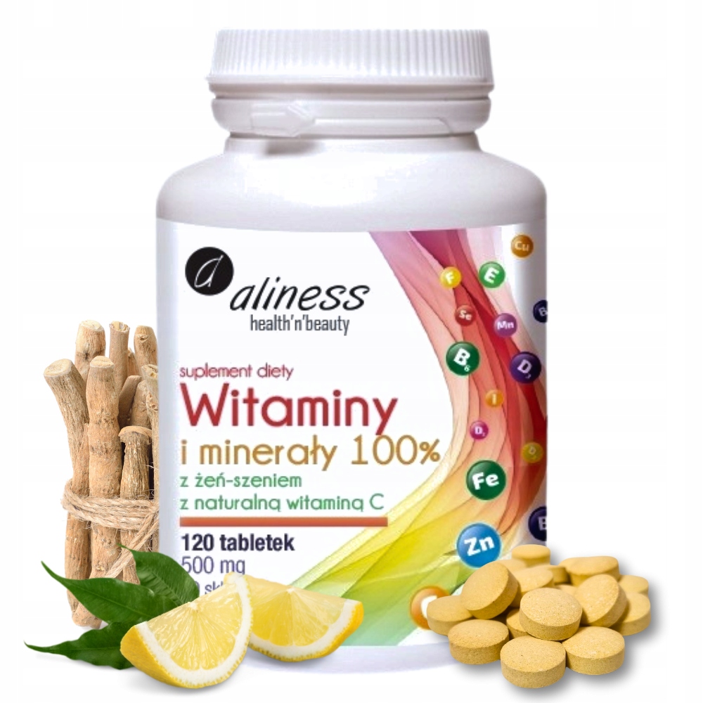 Witaminy i Minerały Aliness MULTIWITAMINA 100% RWS 120 Tabletek ...
