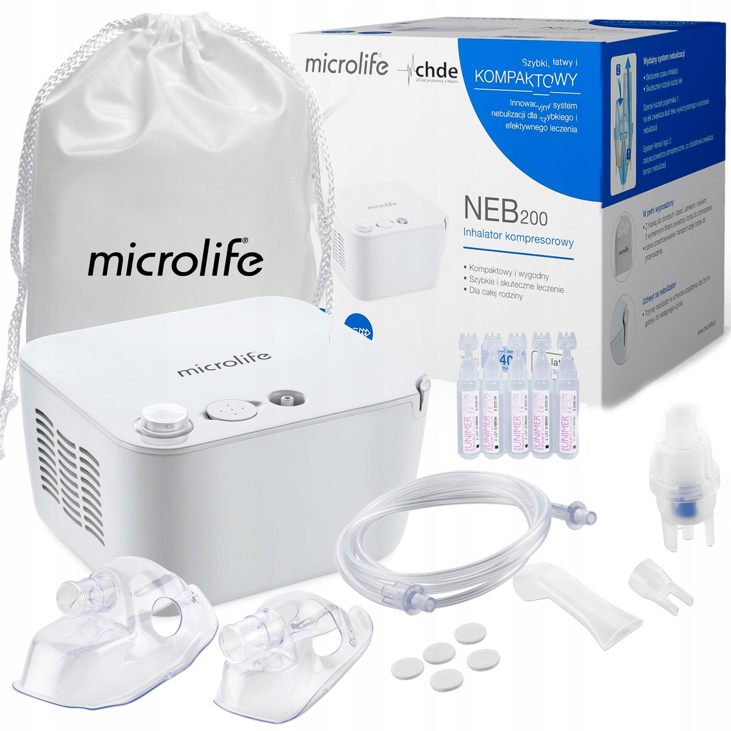 Microlife Inhalator Tłokowy Nebulizator NEB 200 + SÓL ZESTAW ...