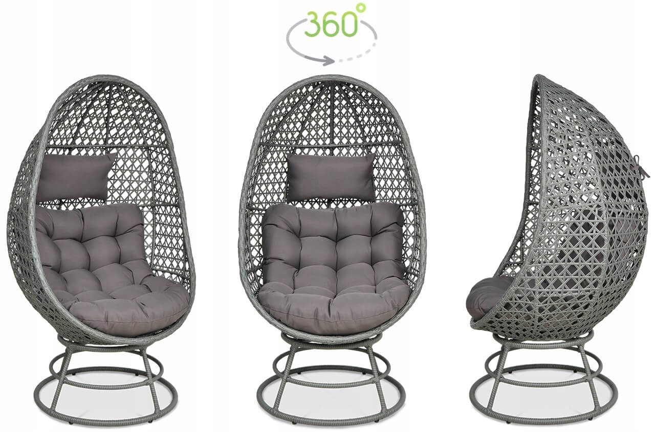 FOTEL OBROTOWY ogrodowy TARASOWY z technorattanu HOLIDAY SZARY ...