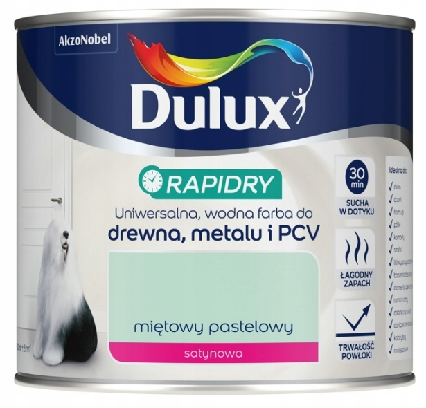 Barva akrylová na dřevo, na kov Dulux 0,4 l Mátový pastelový satén ...