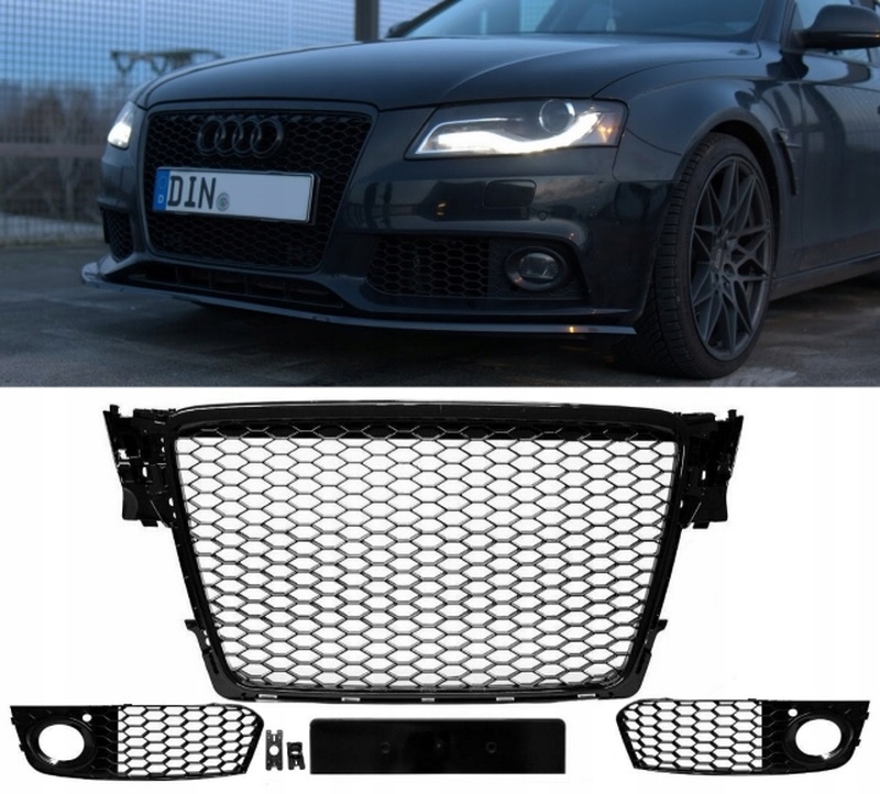 GRILL PLASTER MIODU + KRATKI AUDI A4 B8 08-11 RS J4GE1BM za 749,99 zł z ...
