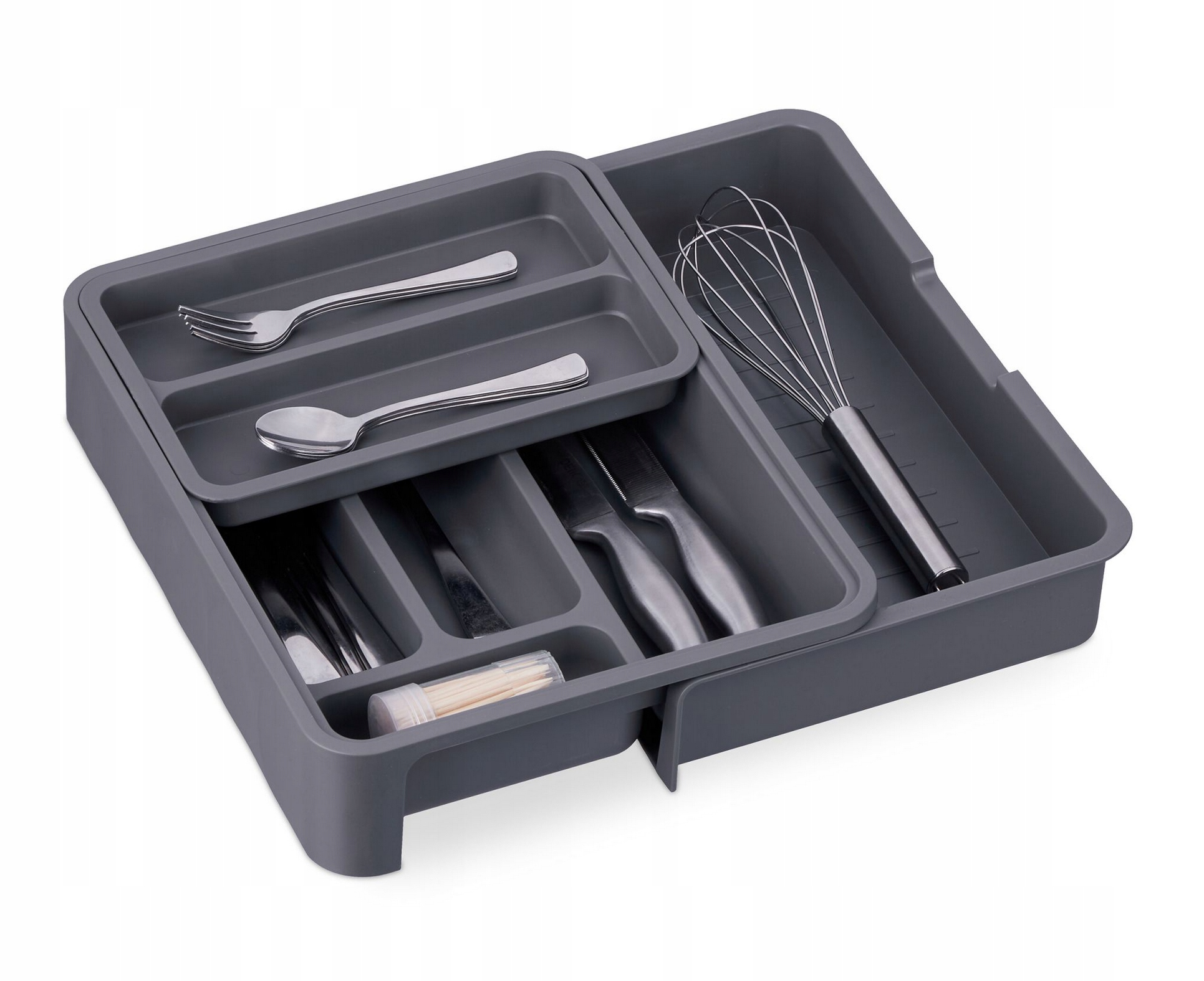 Rozsuwany wkład na sztućce, szuflady organizer ciemnoszary ...