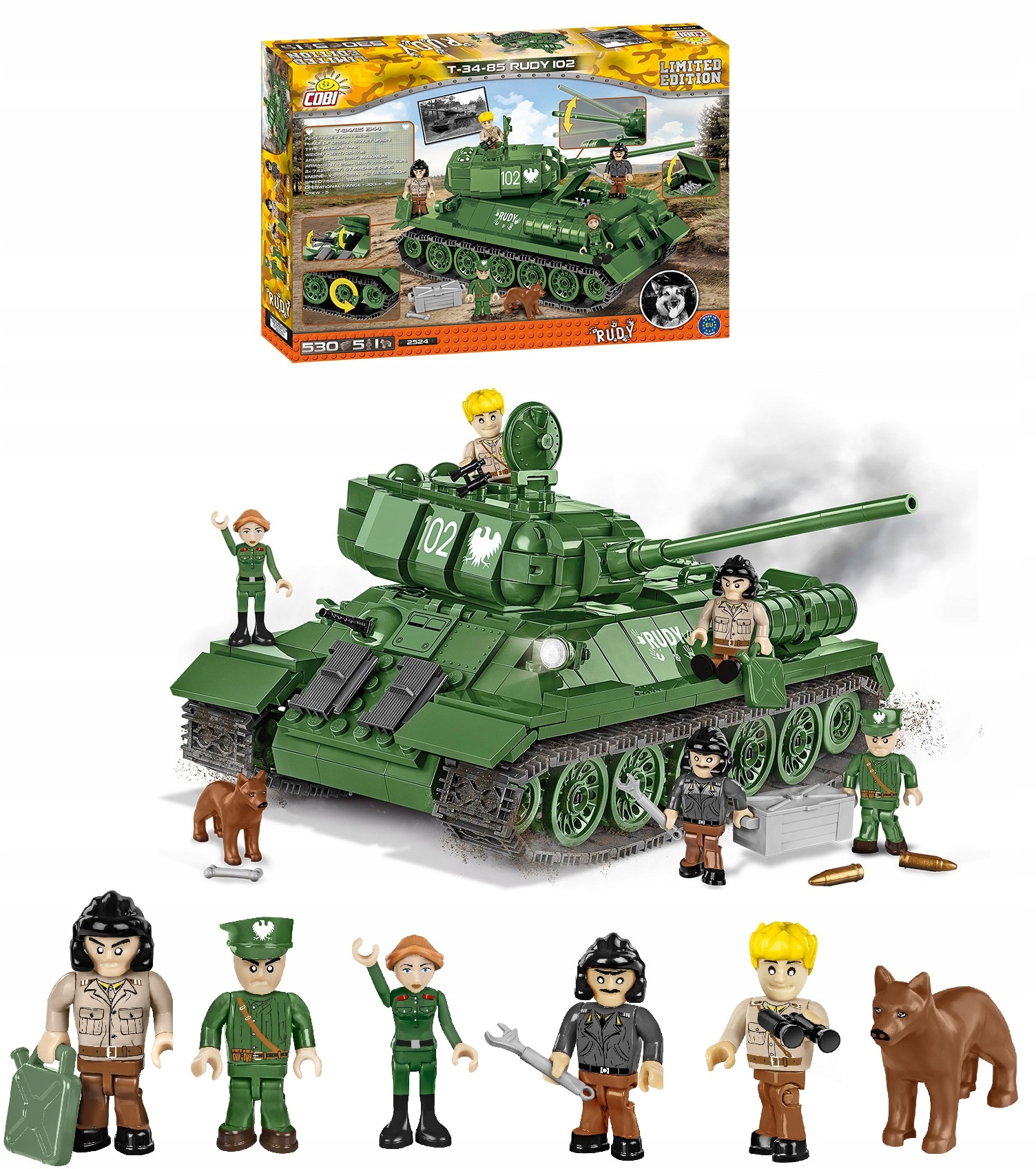 KLOCKI COBI 2524 CZOŁG RUDY 102 T-34-85 LIMITOWANY 10536978684 - Allegro.pl