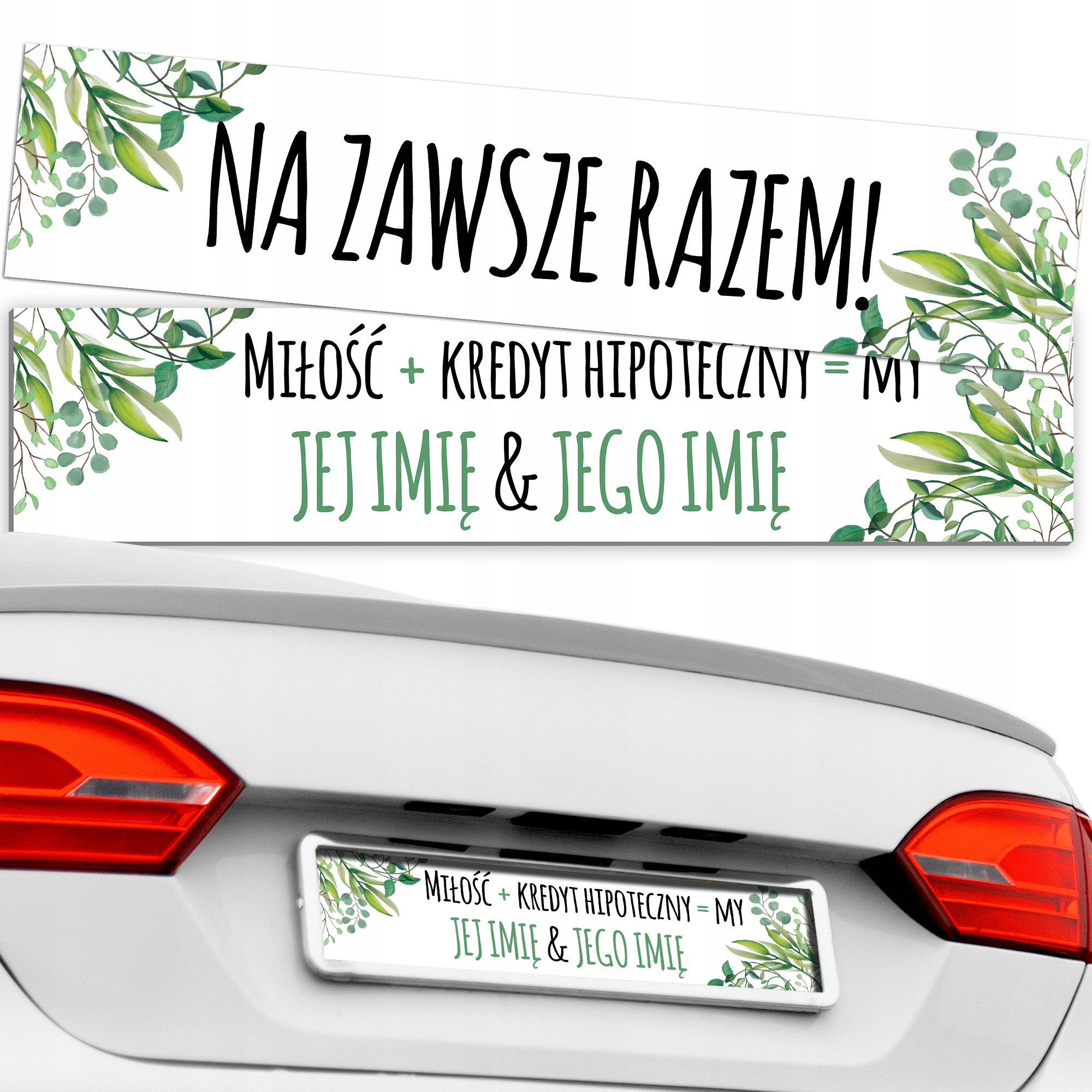 NAKLEJKA NA TABLICE ŚMIESZNE SAMOCHODOWA NA ŚLUB NA WESELE NA ZAWSZE ...