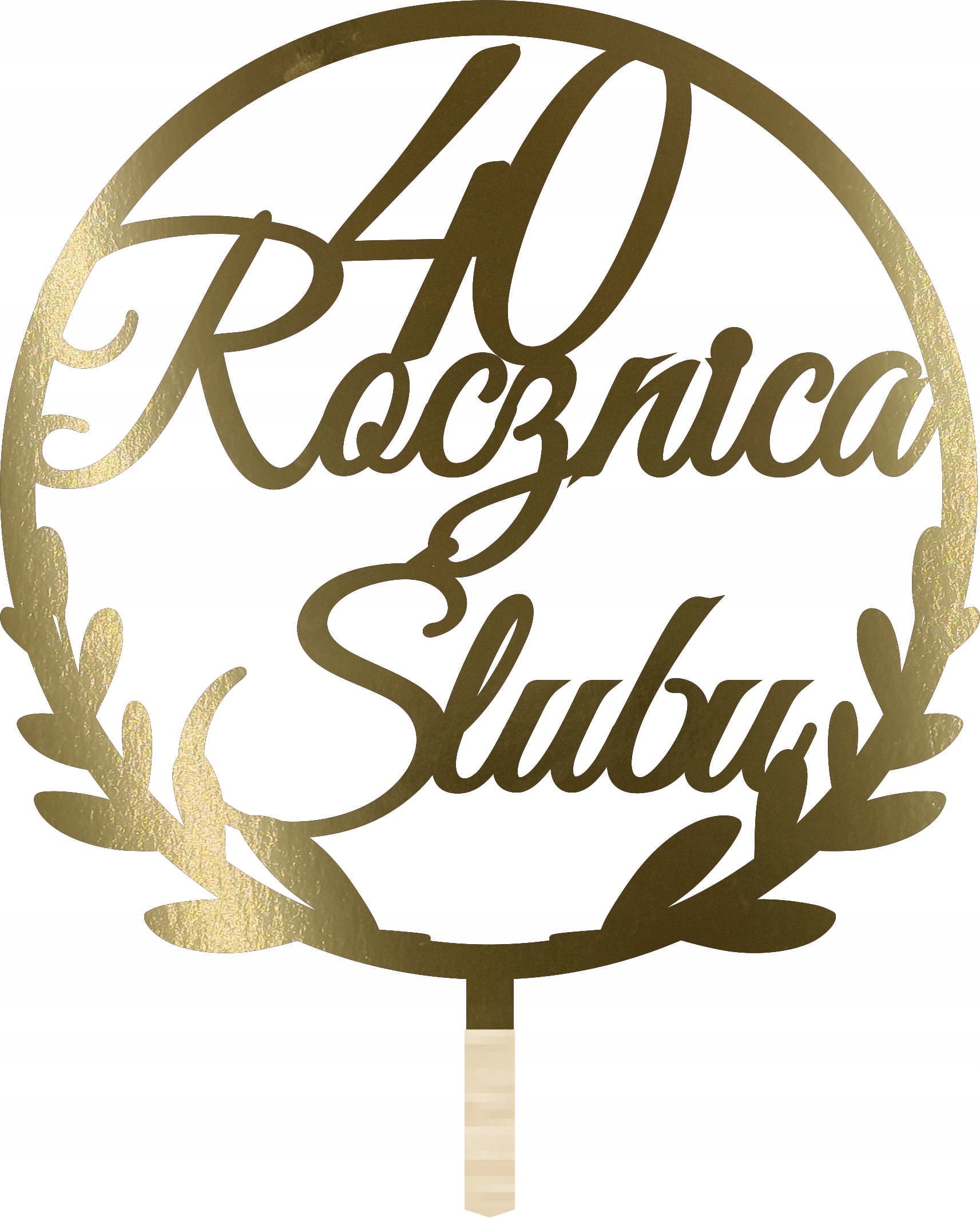 ZŁOTY TOPPER NA TORT 40 ROCZNICA ŚLUBU MIŁOŚĆ EKO • Cena, Opinie ...