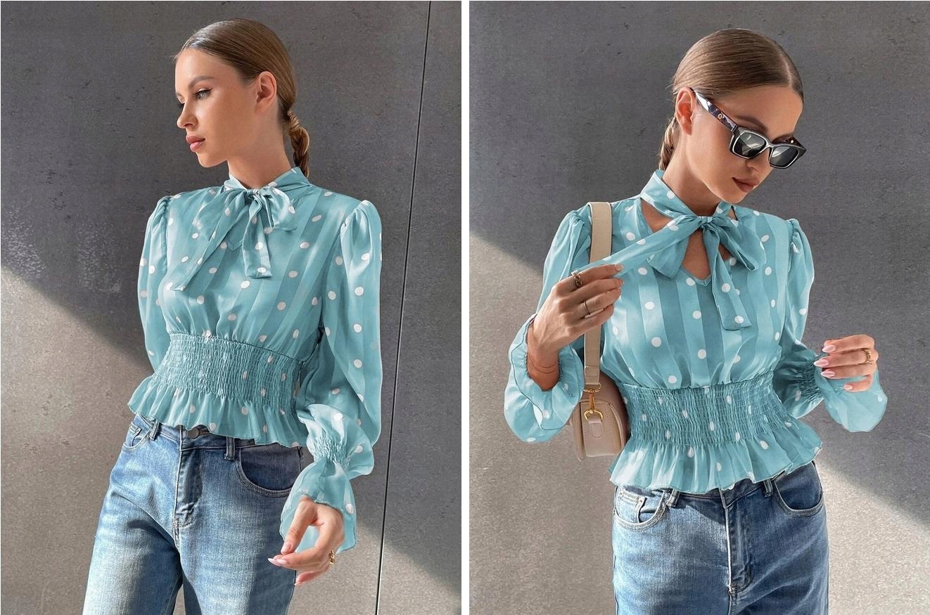 SHEIN BUZKA DAMSKA NIEBIESKA GROSZKI 38 M EDA • Cena, Opinie - Allegro