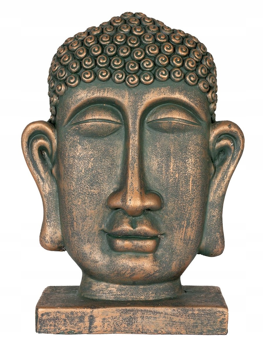 Budda męska S - Figurka głowa Żywica RZEŹBY OZDOBA (Buddha Head Male ...