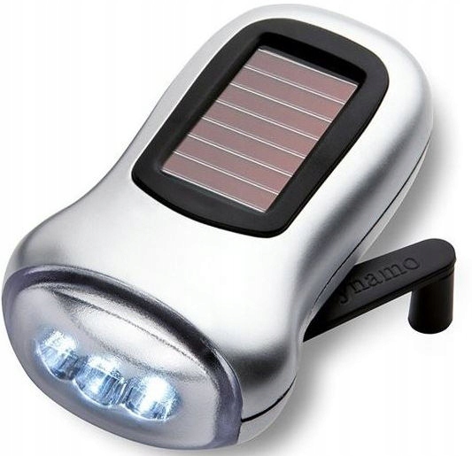 Latarka Solarna z Korbką LED Dynamo Nakręcana Akumulatorowa Szperacz - 5904162823901 ...