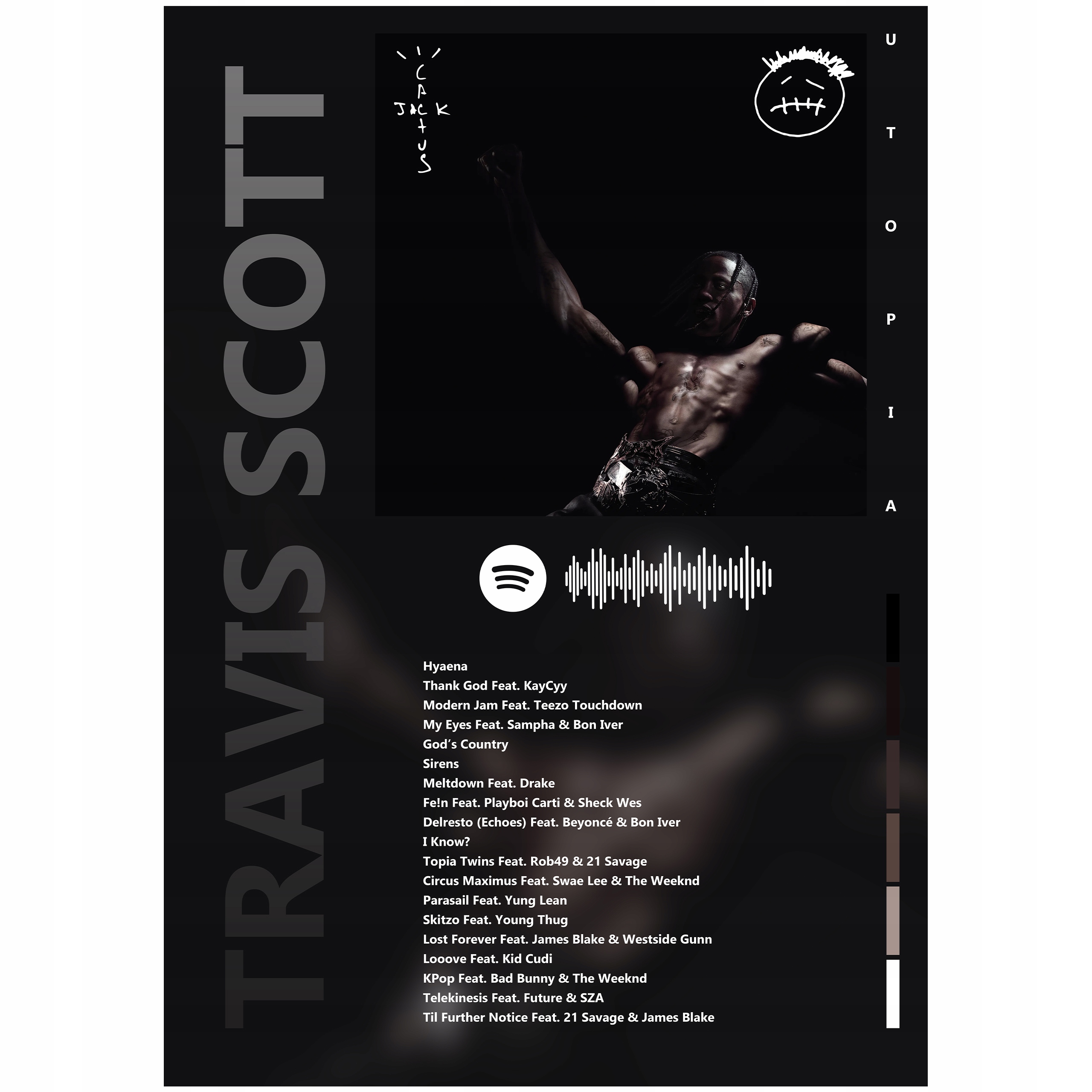 Plakát 59,4x42 A2 obal alba Travis Scott UTOPIA rap Cactus Jack rapper ...