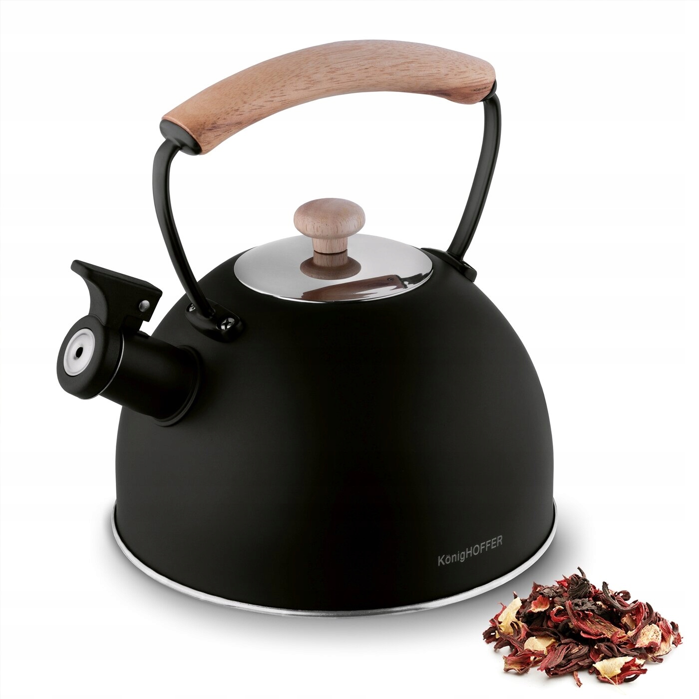 CZARNY CZAJNIK INDUKCJA GAZ tradycyjny czajnik DREWNIANA RĄCZKA EKO ...