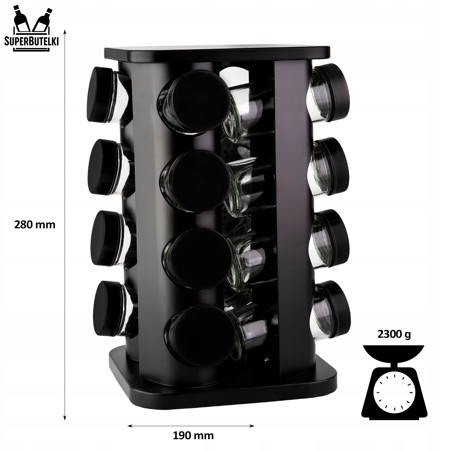 POJEMNIKI NA PRZYPRAWY STOJAK PRZYPRAWNIK OBROTOWY + 16x SŁOICZKI ...