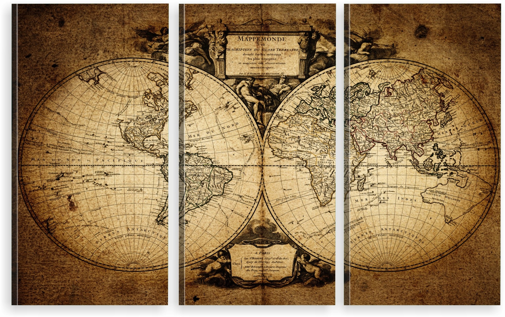TRYPTYK Tablica Korkowa stara mapa świata 124x80 • Cena, Opinie ...