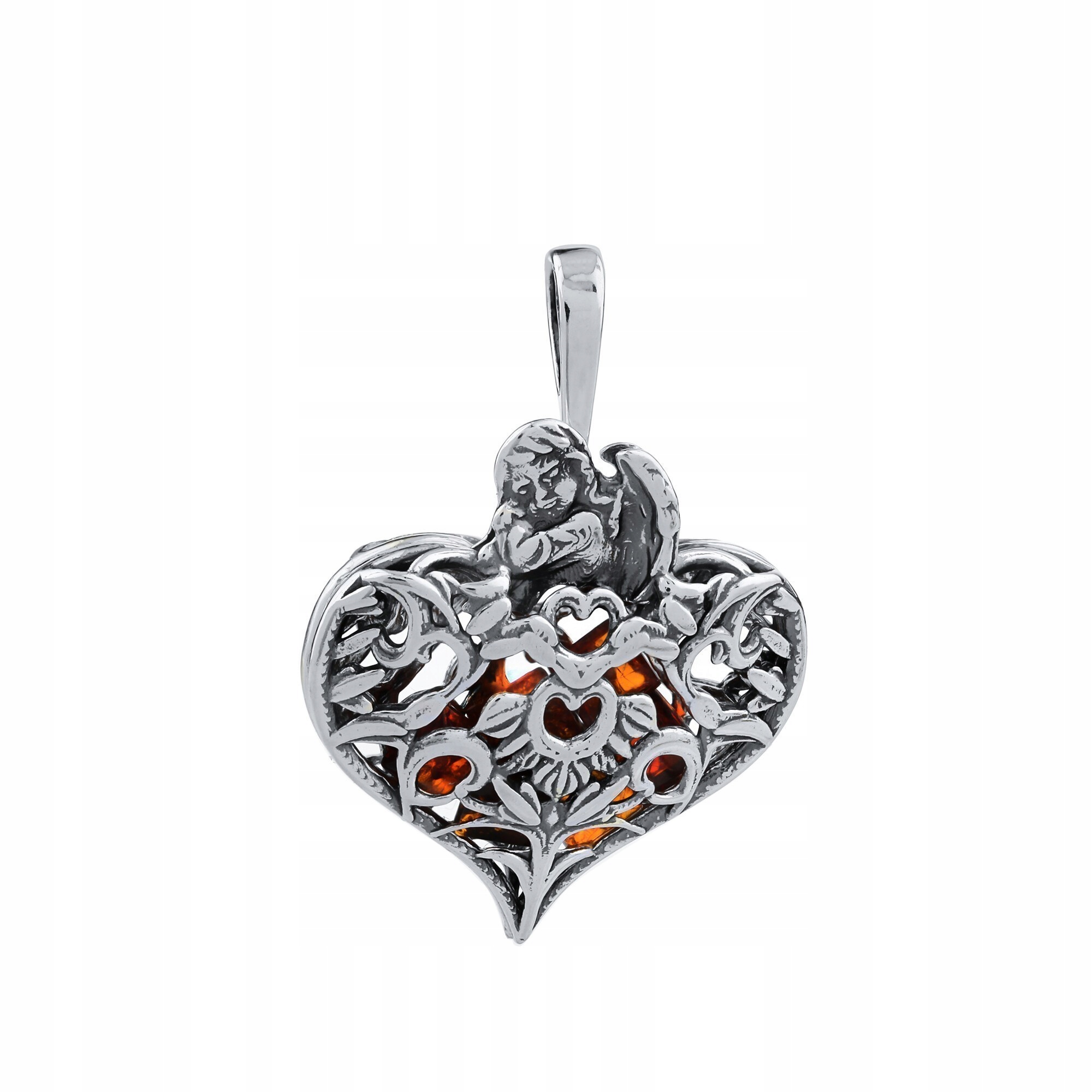 SREBRNY WISIOR KUPIDYN Z BURSZTYNEM • Cena, Opinie • Wisiorki ...