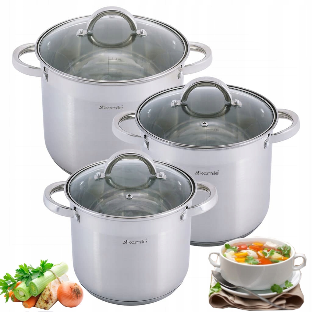 Zestaw Garnków Stal Nierdzewna 6el Komplet GR38 (5903784070571) • Cena ...