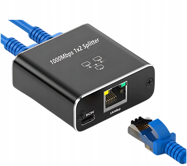 ADAPTER ROZDZIELACZ MINI SWITCH SPLITTER LAN ETHERNET RJ45 2XRJ45 1000M ...