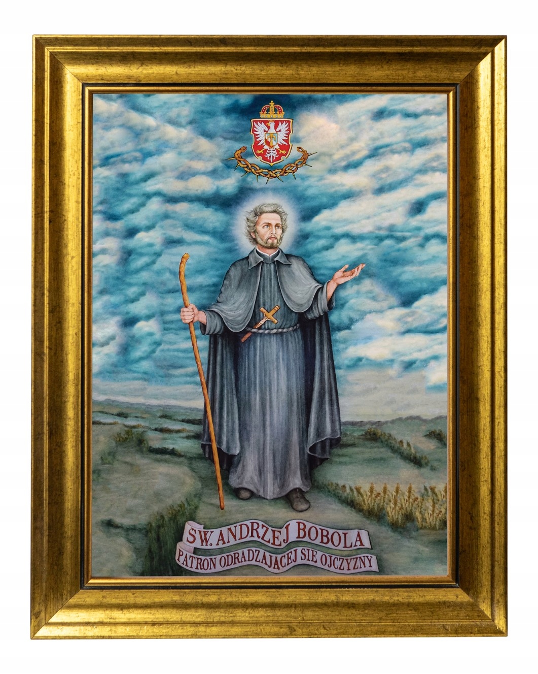 ŚWIĘTY ANDRZEJ BOBOLA | OBRAZ NA PŁÓTNIE W ZŁOTEJ RAMIE 30X40 ...