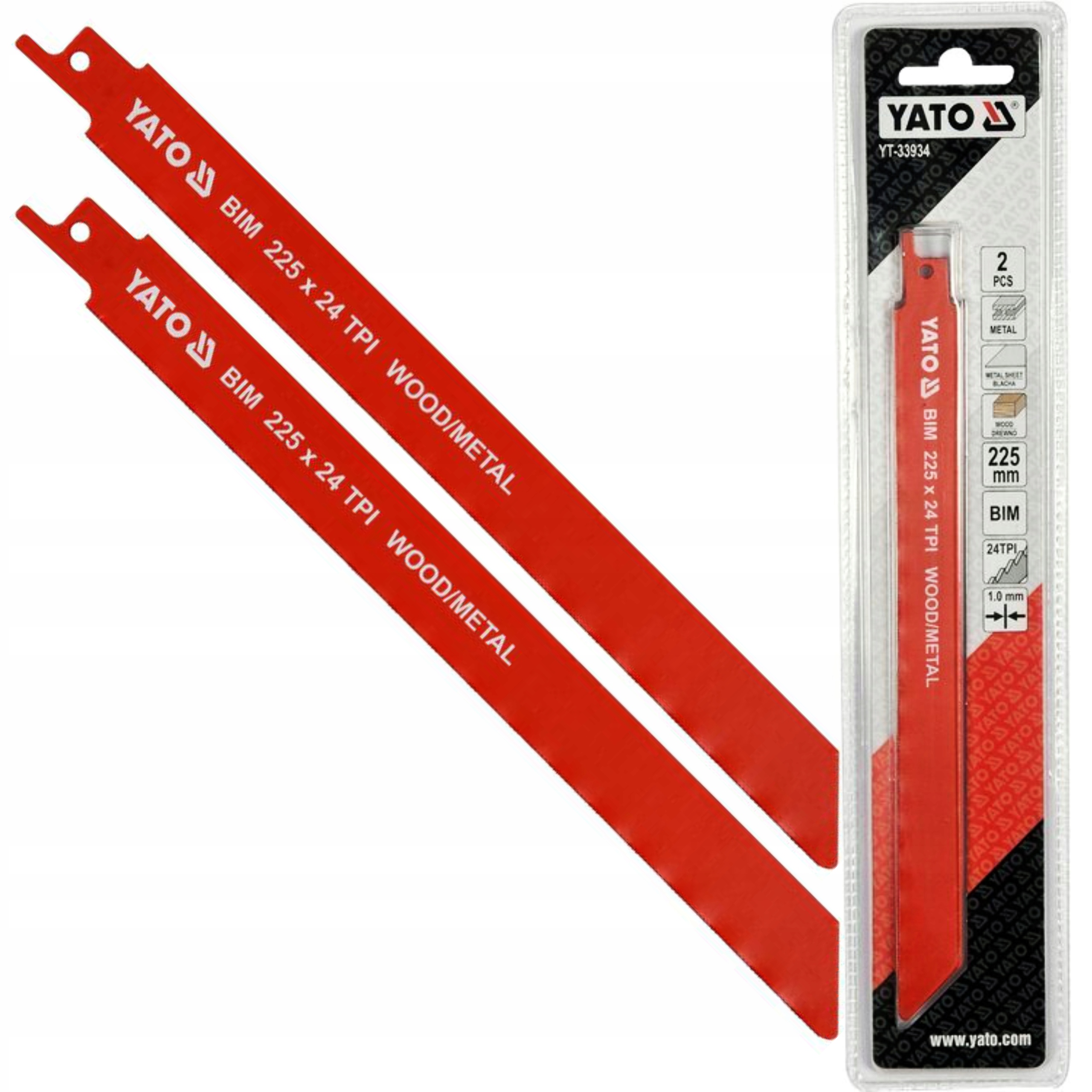 YATO BRZESZCZOTY PIŁ SZABLASTYCH METALI DREWNA BIM 225MM 24TPI x2 YT ...