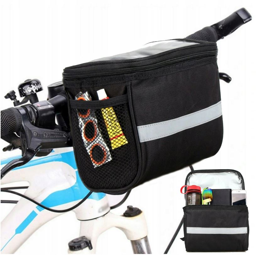 TORBA ROWEROWA SAKWA NA KIEROWNICĘ UCHWYT NA ROWER POKROWIEC NA TELEFON ...