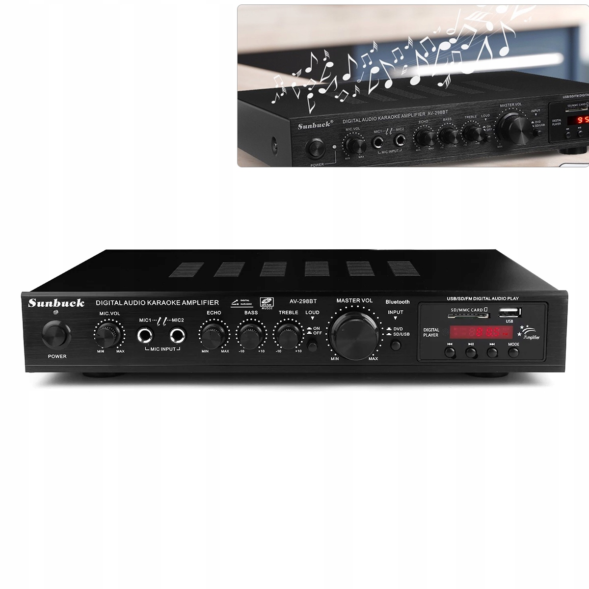 WZMACNIACZ AUDIO BLUETOOTH RADIO FM ODTWARZACZ AMPLITUNER STEREO MOCNY - Sklep, Opinie, Cena w ...