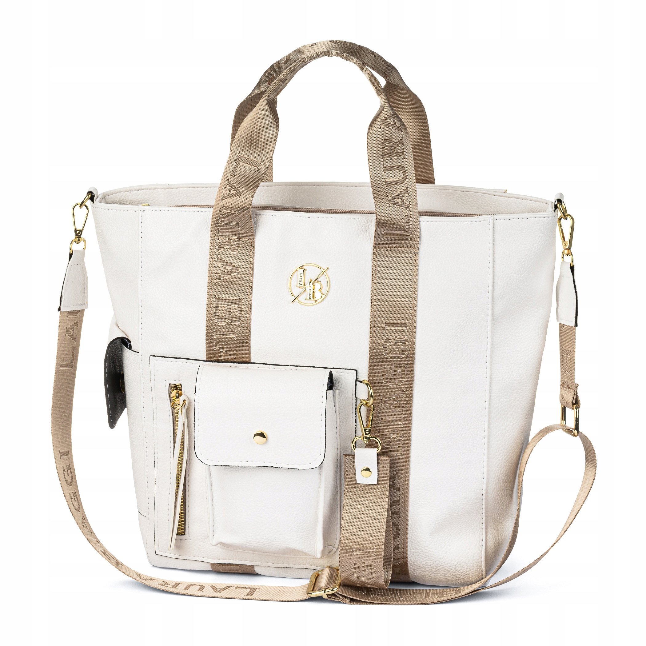 Laura Biaggi torebka shopper skóra ekologiczna biały • Cena, Opinie - Allegro