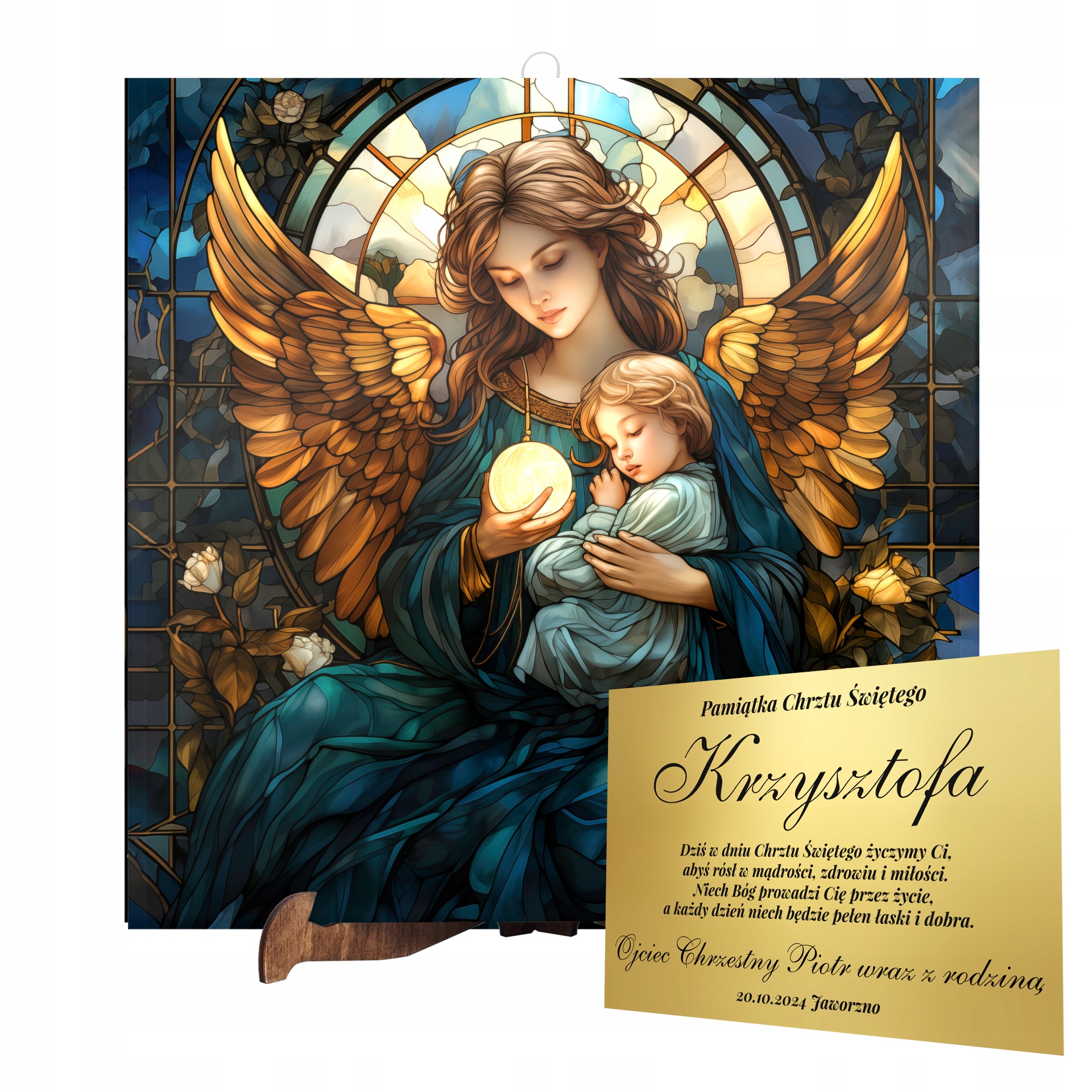 Obrazek Anioł Stróż chrzest ceramika 20x20 cm • Cena, Opinie • Obrazki ...