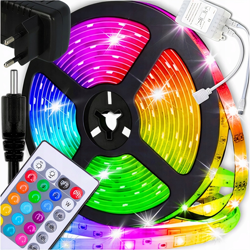 LEDY VODOODPORNÉ BAREVNÉ LED RGB VODOODPORNÉ 5m S PILOTEM - Allegro