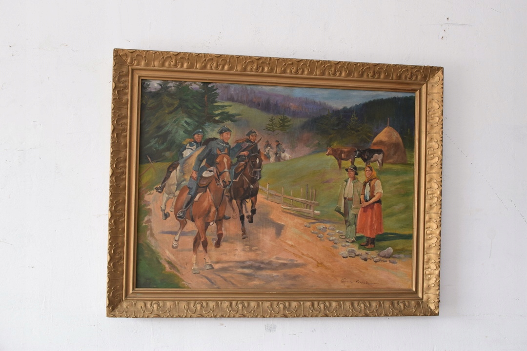 WOJCIECH KOSSAK - UŁANI NA KONIACH W GÓRACH OBRAZ 12521464543 - Allegro.pl