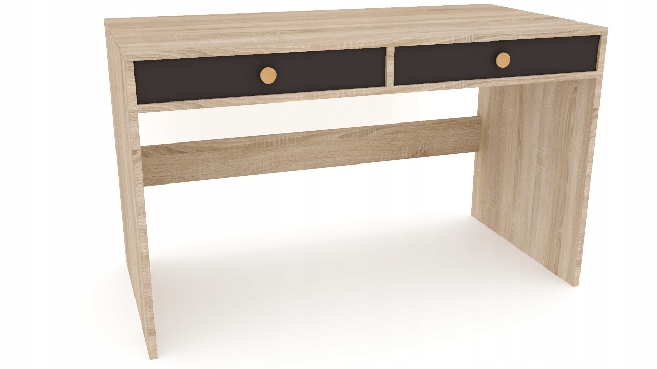 Biurko komputerowe Toaletka z szufladami Dąb Sonoma fronty czarne ...