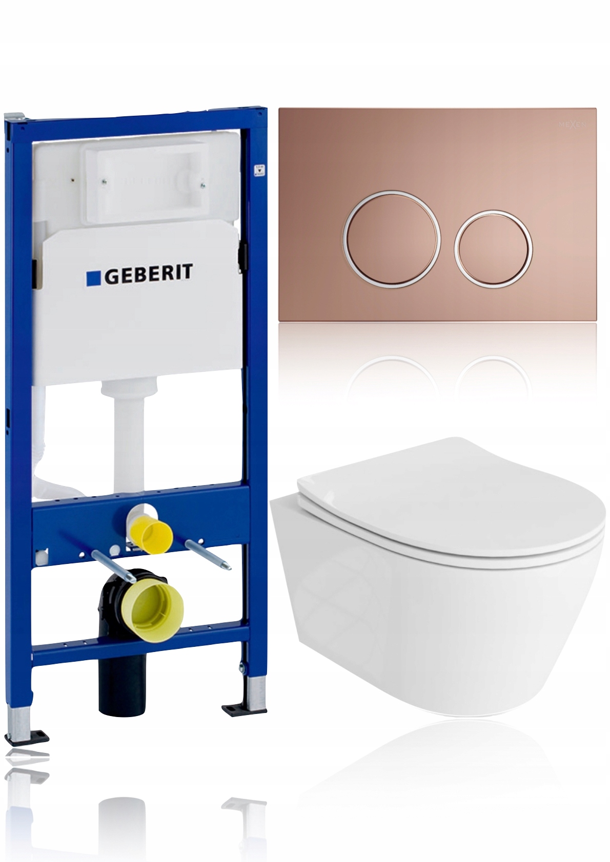 GEBERIT stelaż DELTA UP100 BASIC podtynkowy miska przycisk MIEDŹ MAT do WC (GEBERIT.UP100.DELTA ...