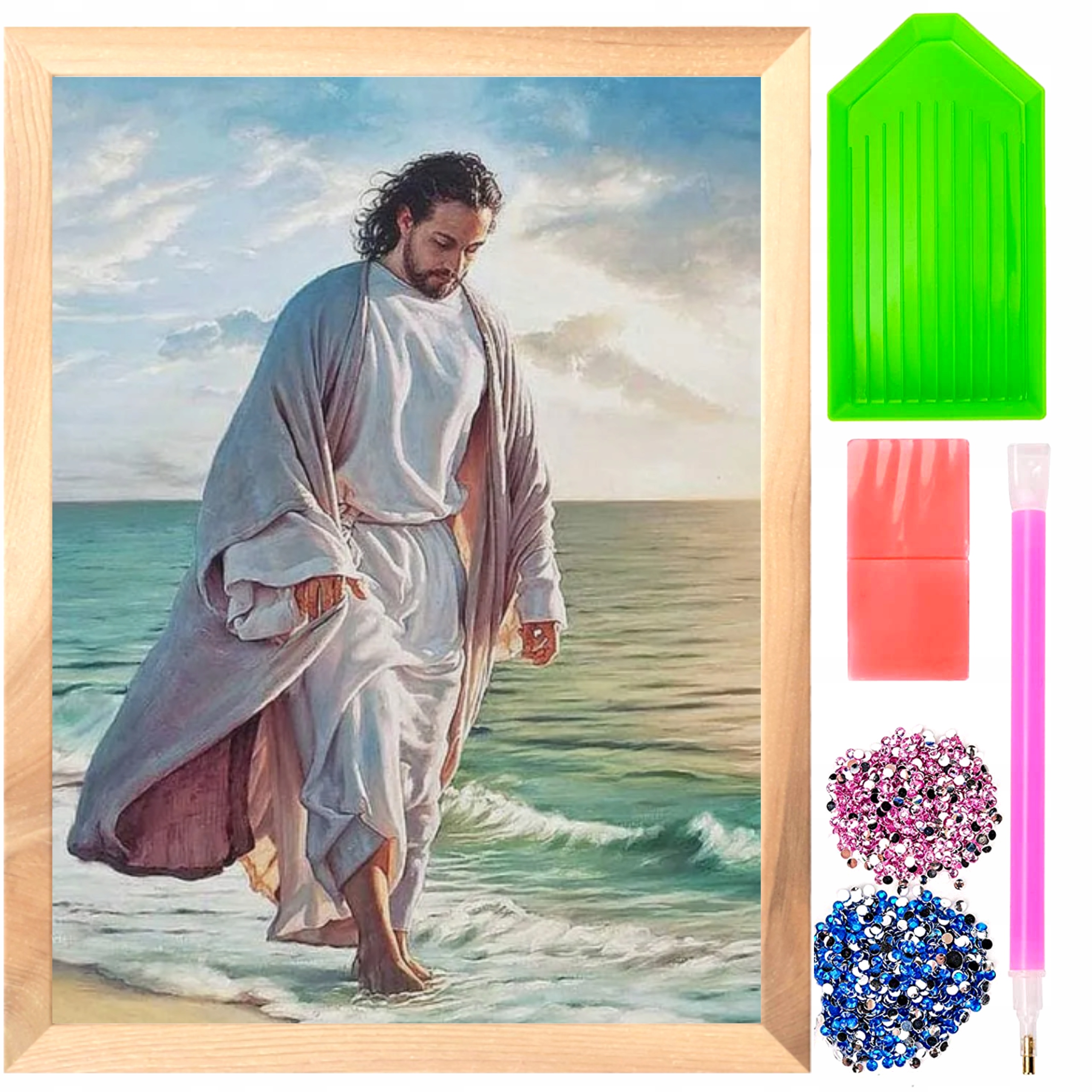 HAFT DIAMENTOWY + RAMKA PAN JEZUS CHRYSTUS MOZAIKA DIAMOND PAITING 5D ...