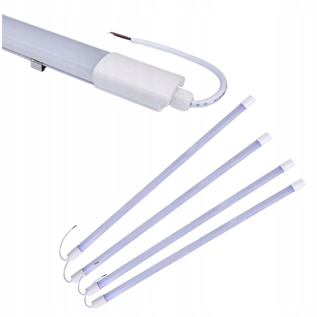 4x LAMPA LED 125 CM DO GARAŻU, PIWNICY 36W 3000 LUMENÓW HERMETYCZNA 4K ...