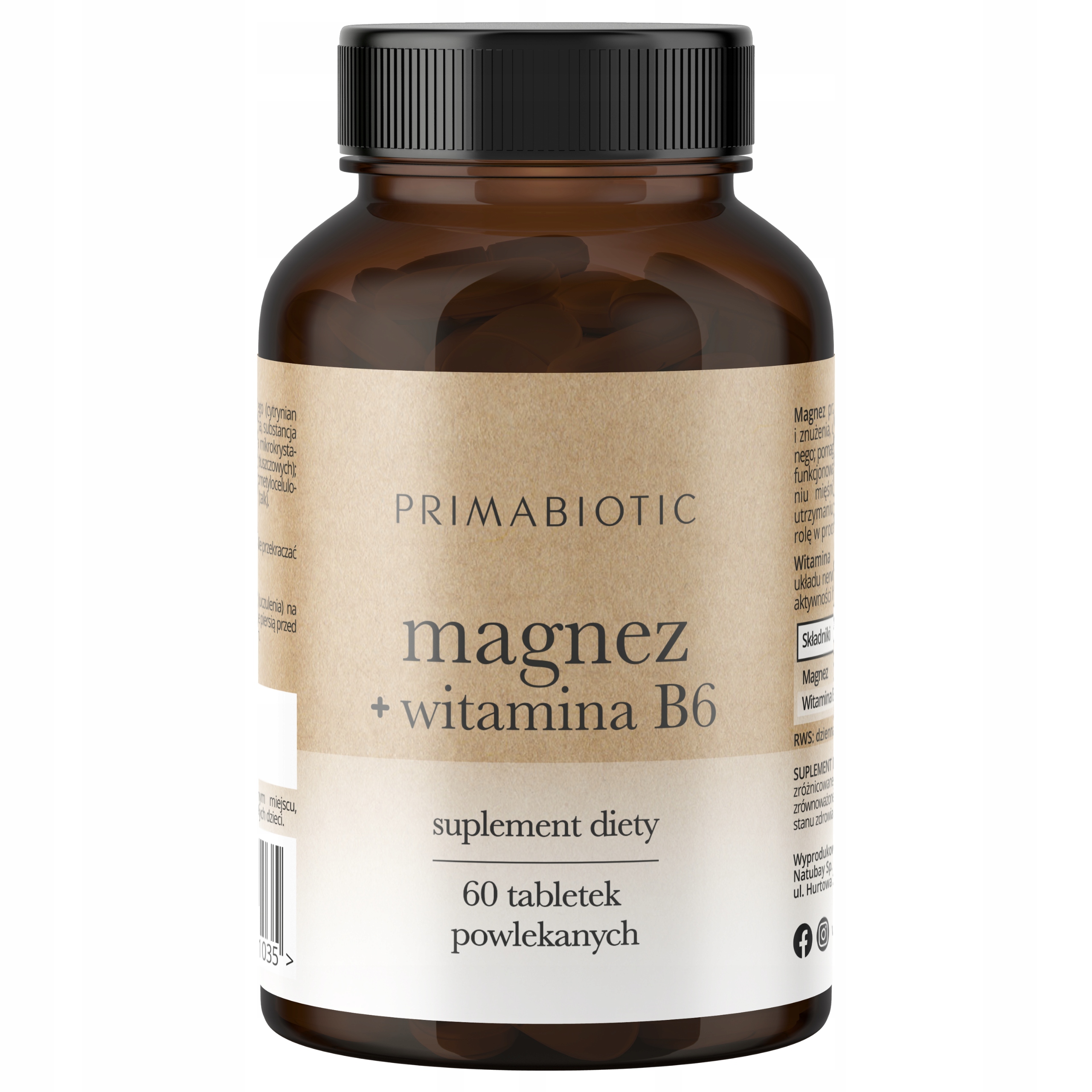 MAGNEZ + WITAMINA B6 PRIMABIOTIC 60 tab. Zmęczenie Odporność ...