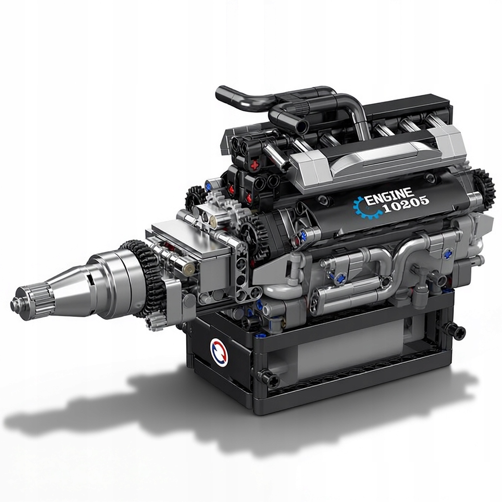 Klocki konstrukcyjne silnik v12 zestaw mechaniczny model 733 elementów ...