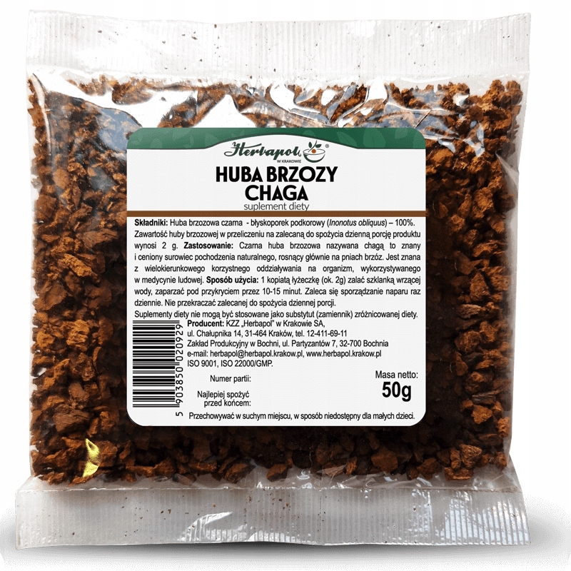 Huba brzozy grzyb Chaga przeciwzapalny Herbapol 50g (5903850020929 ...