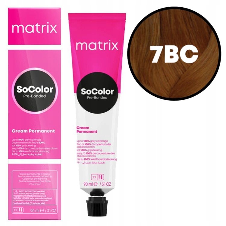 MATRIX SOCOLOR PRE-BONDED PERMANENT FARBA DO WŁOSÓW 7BC 90ML ...