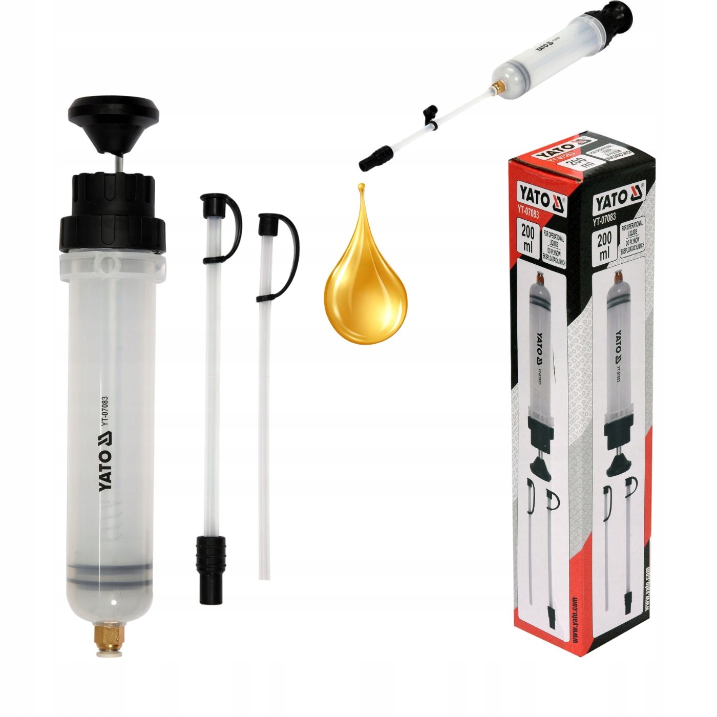 ODSYSARKA STRZYKAWKA RĘCZNA DO OLEJU PŁYNÓW EKSPLOATACYJNYCH 200ML YT ...