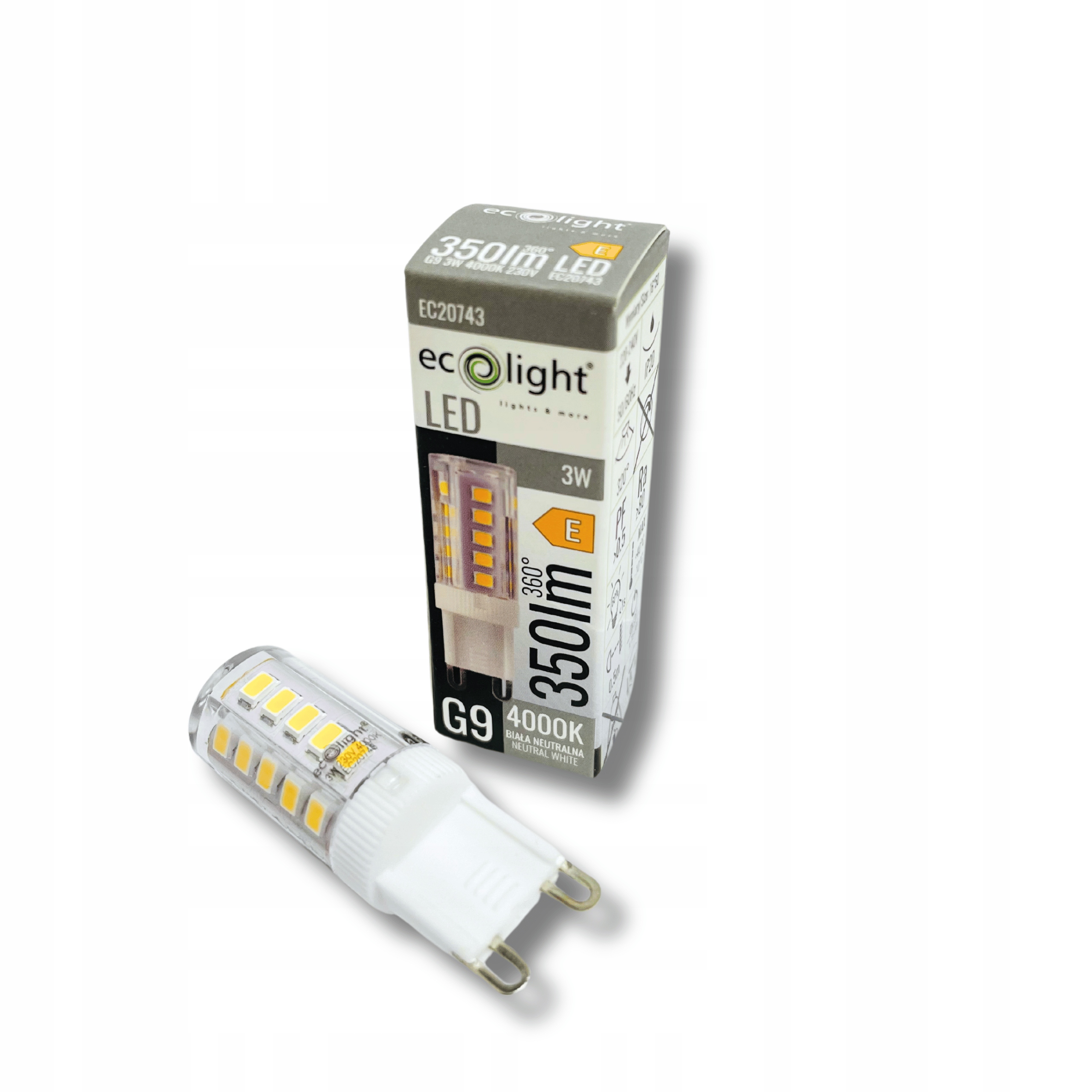 Żarówka LED kapsułka G9 3W 4000K Barwa NEUTRALNA 350lm Kinkiet Lampka ... Żarówka LED kapsułka G9 3W 4000K Barwa NEUTRALNA 350lm Kinkiet Lampka ...
