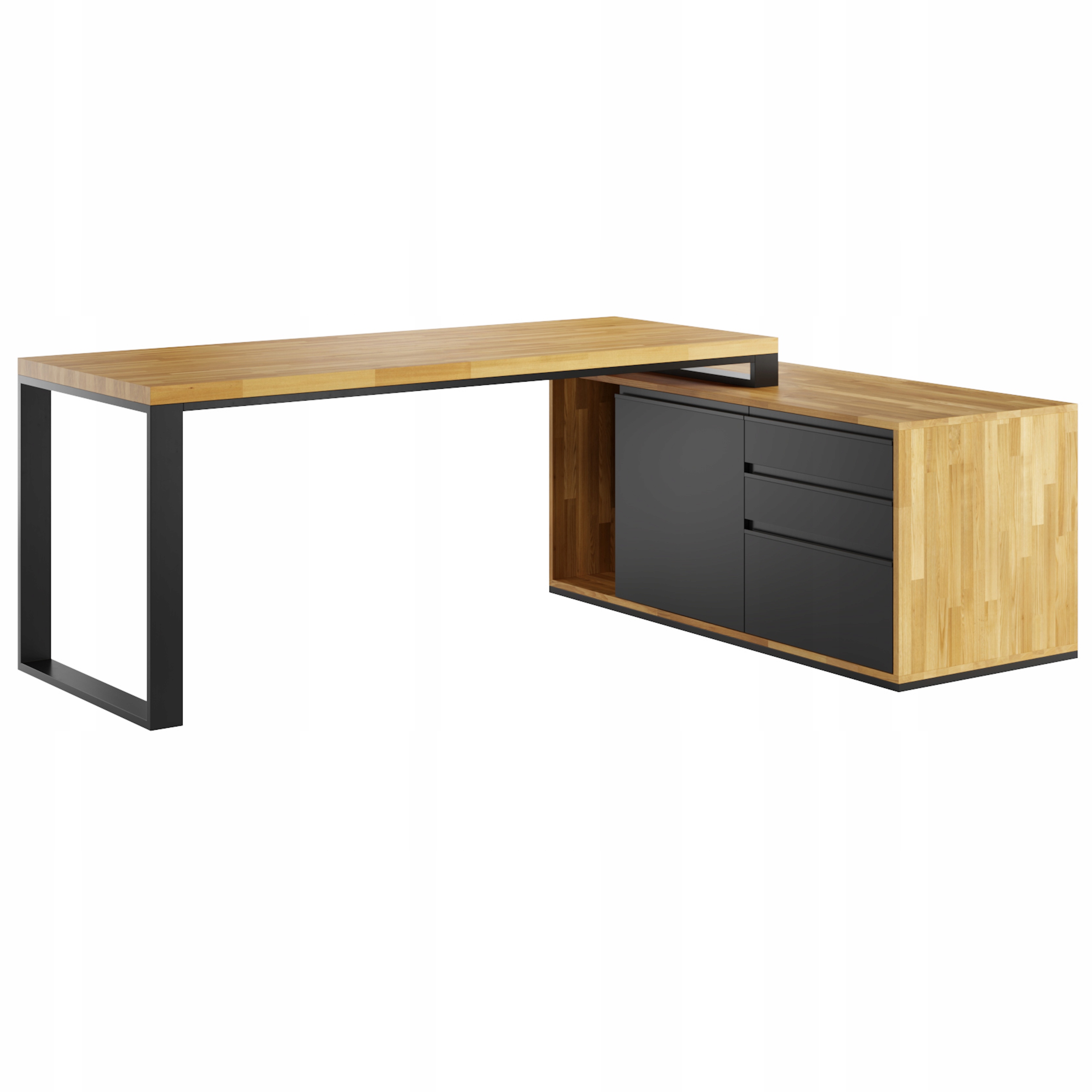 Biurko loft dębowe premium z kontenerem szuflady (Biurko premium z ...