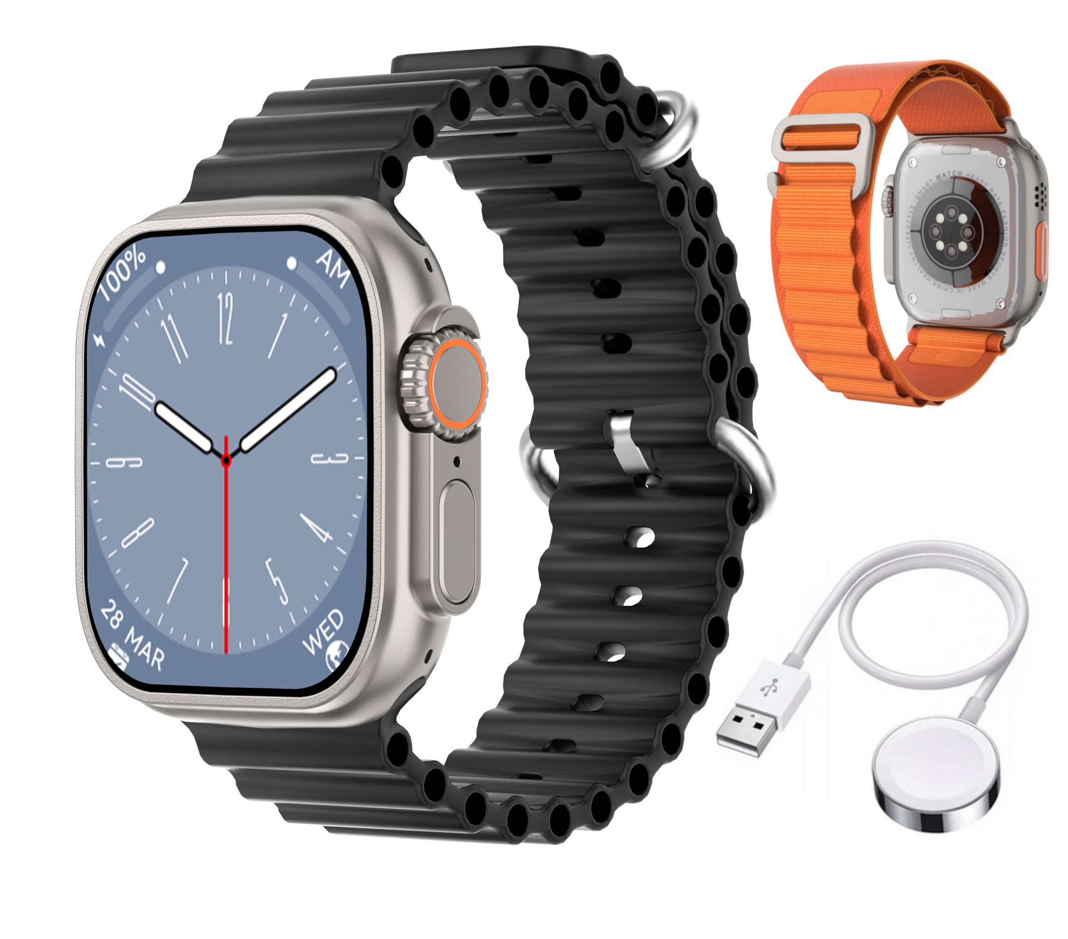 SMARTWATCH MĘSKI DAMSKI DT8 ULTRA MAX ROZMOWY POLSKIE MENU 2 PASKI SMS ...