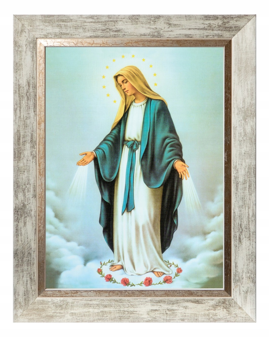 MATKA BOSKA NIEPOKALANA | OBRAZ RELIGIJNY W BIAŁEJ OZDOBNEJ RAMIE 30X40 (5903949483109) • Cena ...