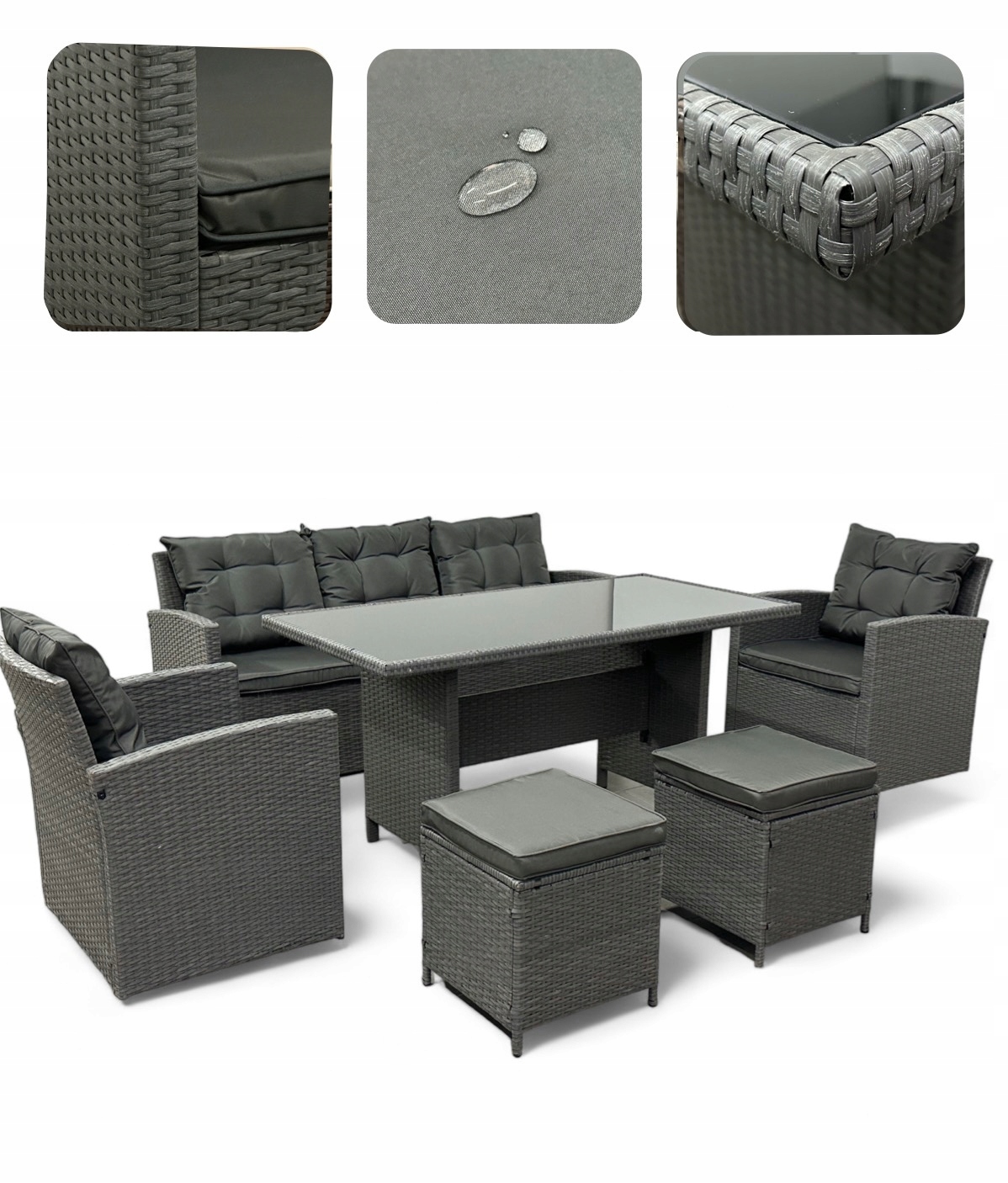 ZESTAW OGRODOWY SFS020 MEBLE OGRODOWE ZESTAW MEBLI OGRODOWYCH SZARY ...