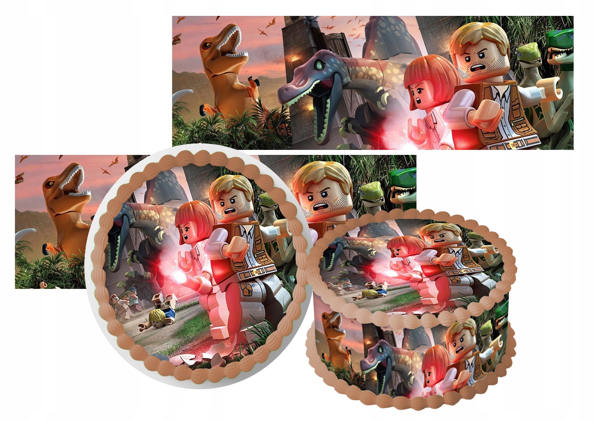 ZESTAW OPŁATEK NA TORT + BOKI LEGO JURASSIC WORLD (5905658601607 ...