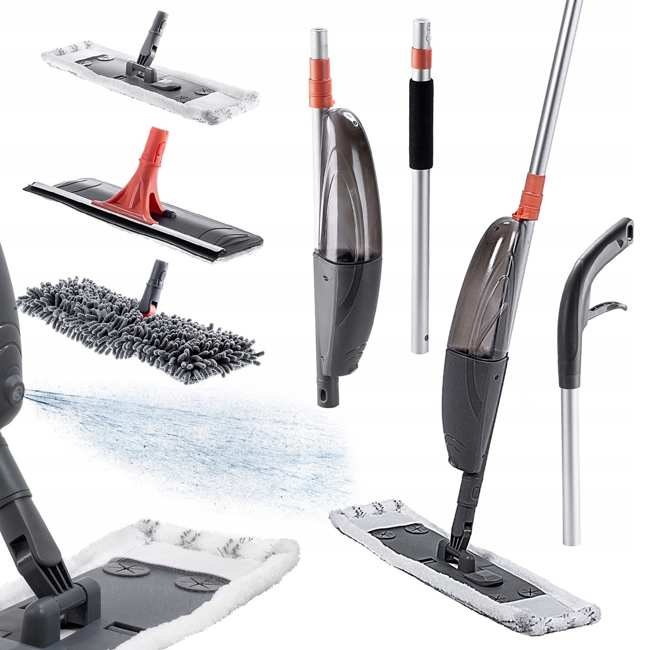 MOP PŁASKI ZE SPRYSKIWACZEM 3w1 OBROTOWY MYJKA + 3x WKŁAD DO MOPA ...