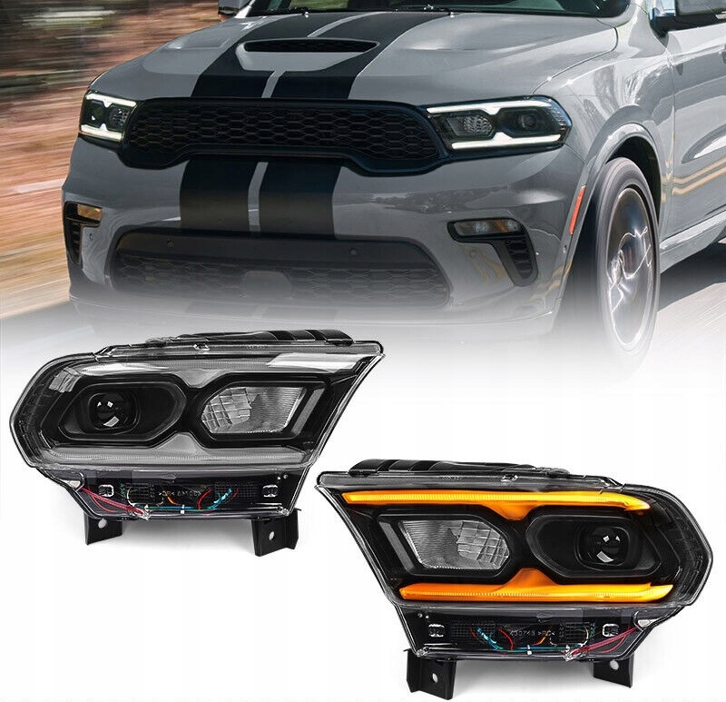 LAMPA LEWA + PRAWA FULL LED CZARNA USA KOMPLET DODGE DURANGO 2021-2025 ...