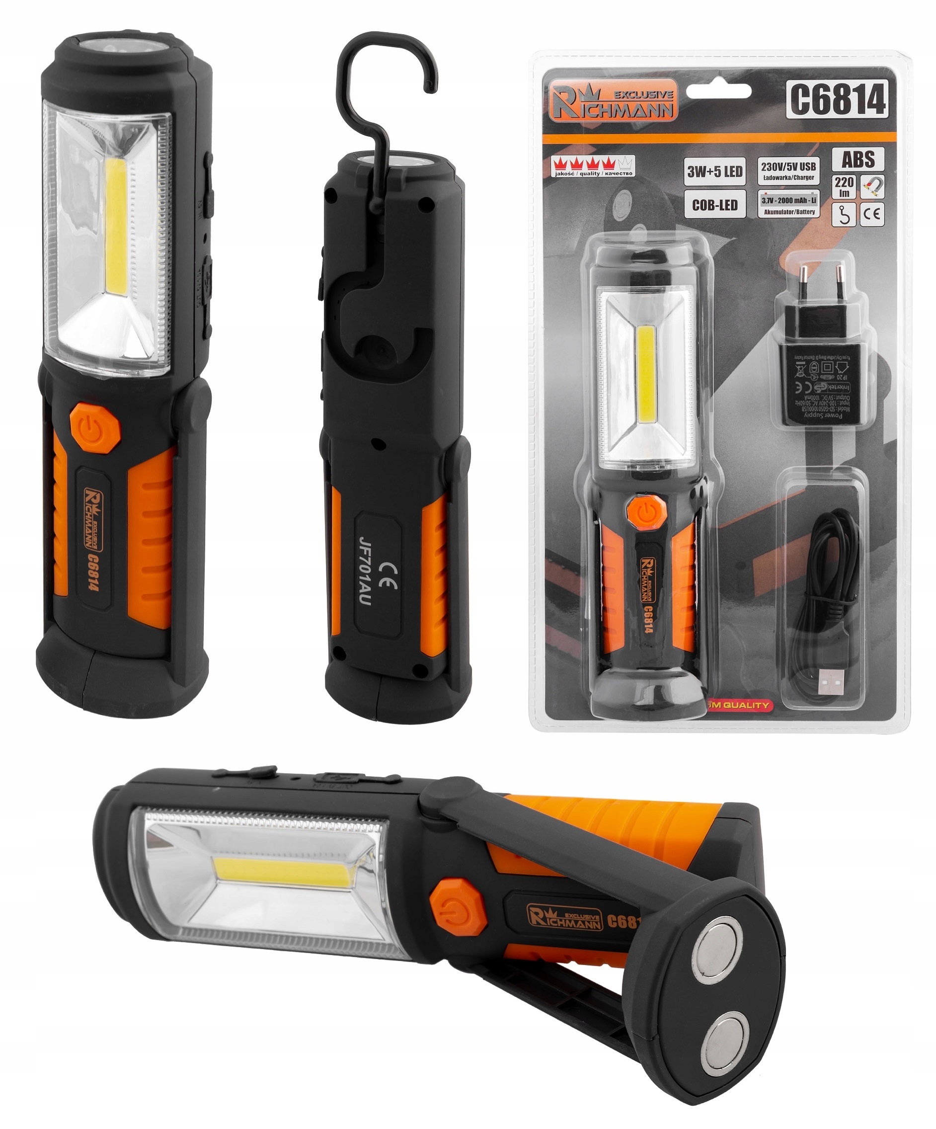 LAMPA LED LATARKA AKUMULATOROWA USB MAGNES AKU 5906741668149 za 111 ...