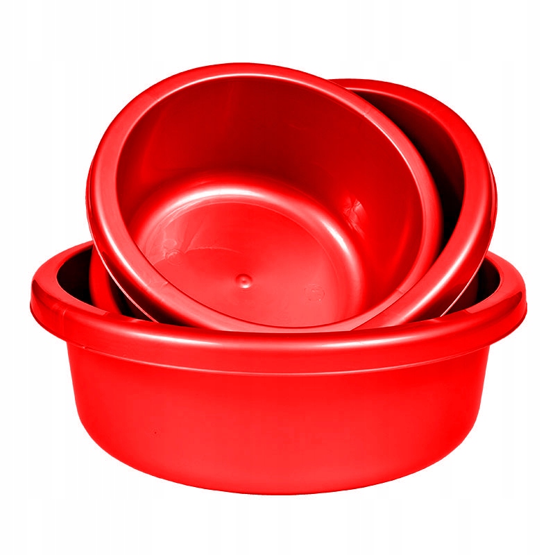 3x Miski okrągłe 4L 6L 10L komplet misek plastikowe czerwone (3124610JG ...