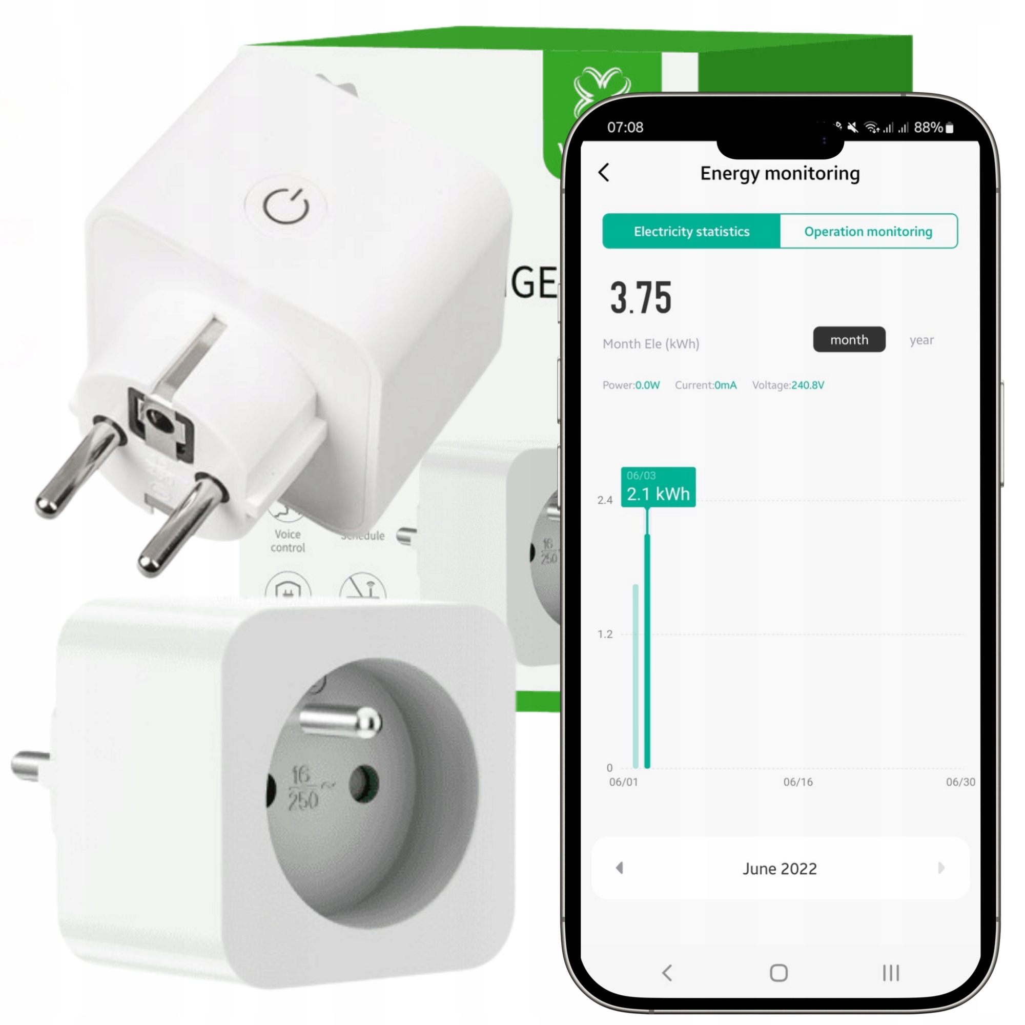 Inteligentne Gniazdko WIFI TUYA Programator Czasowy Watomierz Timer WOOX (8435606729093) • Cena ...