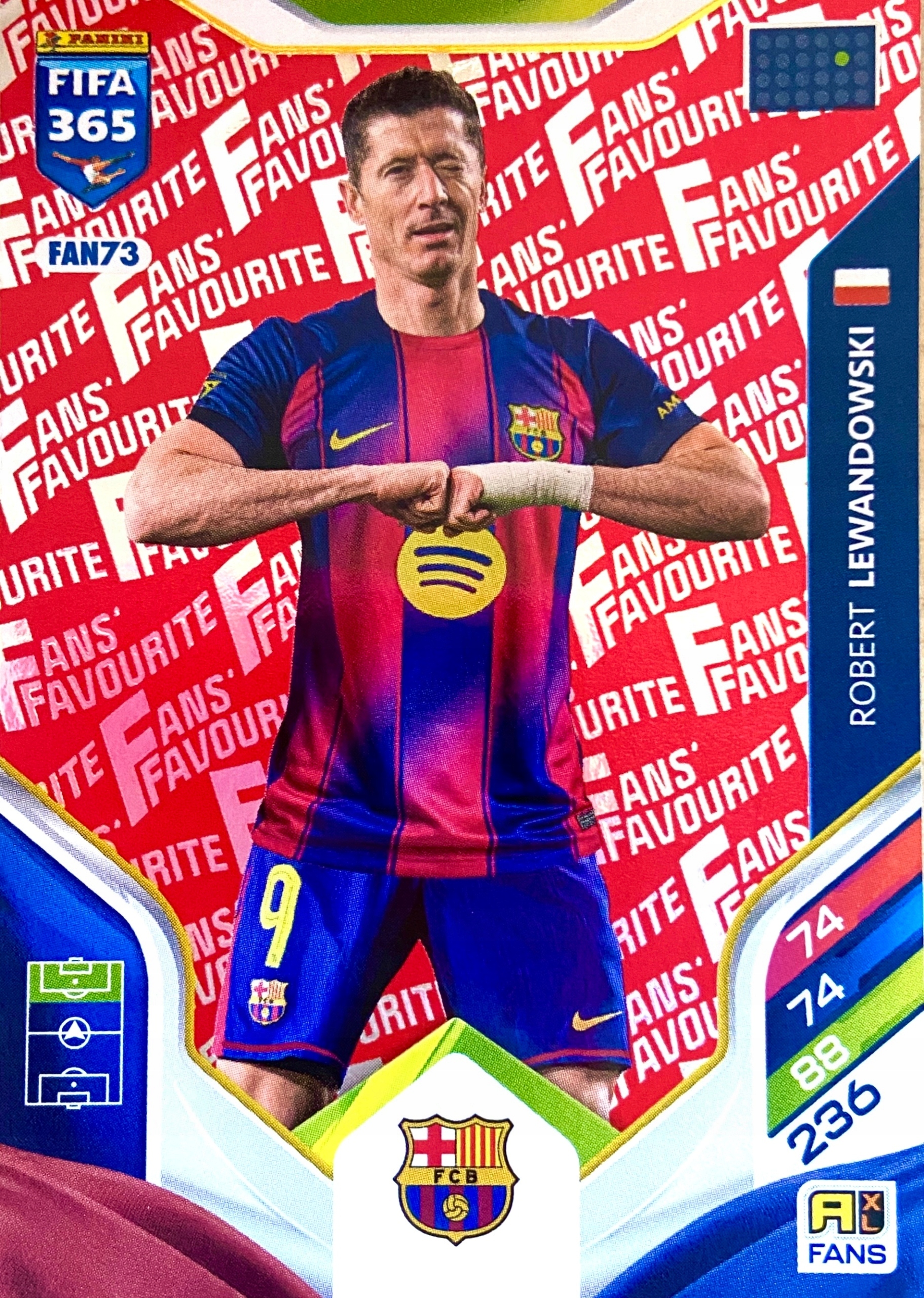 FIFA 365 2026 FANS FAVOURITE FAN73 ROBERT LEWANDOWSKI FC BARCELONA RED • Cena, Opinie - Allegro